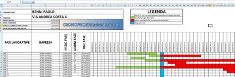 Foglio Excel Gantt Cronoprogramma Lavori
