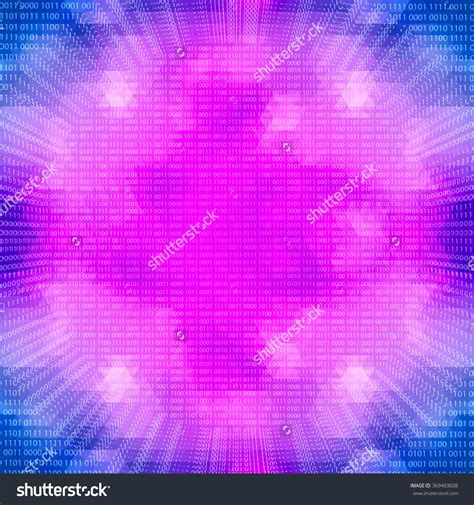science concept purple glowing quantum processor on a binary code