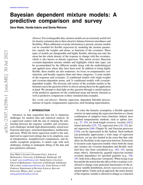 pdf bayesian dependent mixture models a predictive comparison and survey