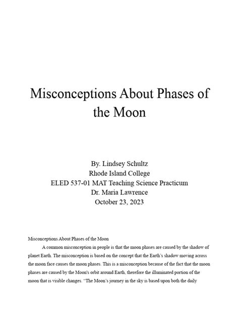 Misconception Paper Pdf Moon Earth