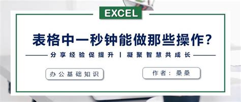 表格中常见的一秒钟操作技巧，你会了吗？ 知乎