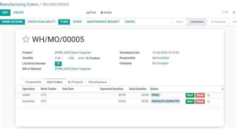 Manage Production Odoo 14 Enterprise Edition Book Manufacturing