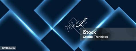 어두운 파란색 배경과 조명이 겹치는 추상 사각형 고급스럽고 우아한 디자인 3차원 형태에 대한 스톡 벡터 아트 및 기타 이미지