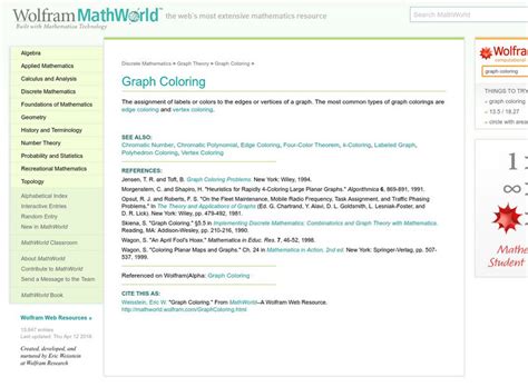 Wolfram Math World Graph Coloring Handout For 9th 10th Grade