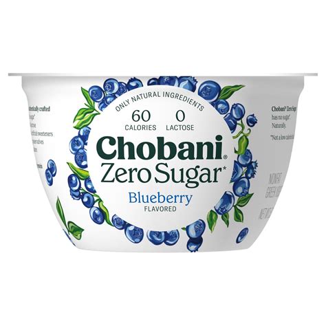 Chobani Zero Sugar Blueberry Flavored Nonfat Greek Yogurt 53 Oz