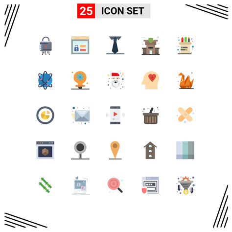 set of 25 vector flat colors on grid for supplies office code property