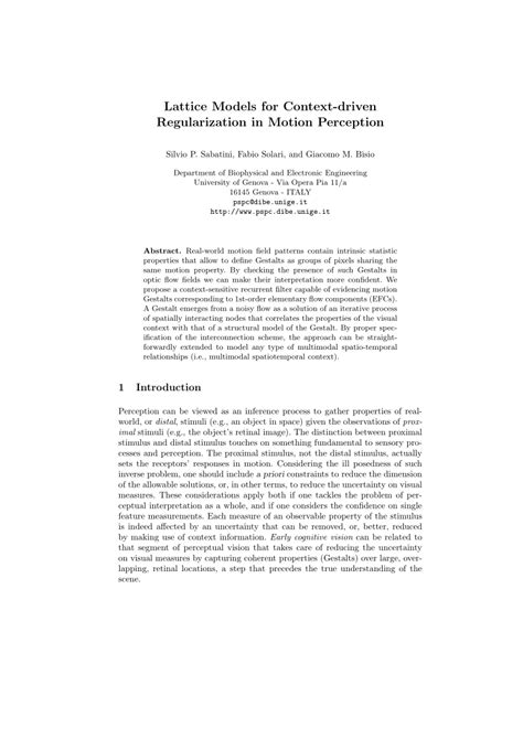 Pdf Lattice Models For Context Driven Regularization In Motion Perception
