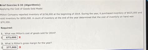 brief exercise 6 33 algorithmic applying the cost of