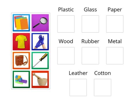 Classify The Objects According To Its Material Group Sort