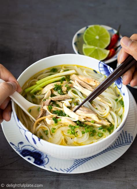 Authentic Pho Ga Vietnamese Chicken Noodle Soup Delightful Plate