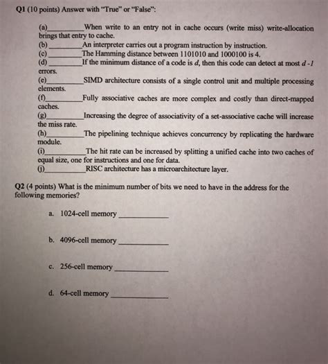 Solved Q1 10 Points Answer With True Or False A