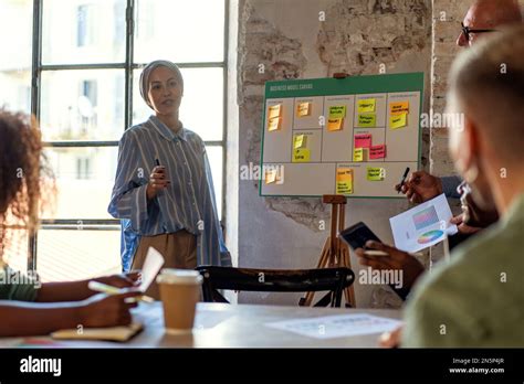 A Middle Eastern Female Presenter In A Business Meeting Delivering A