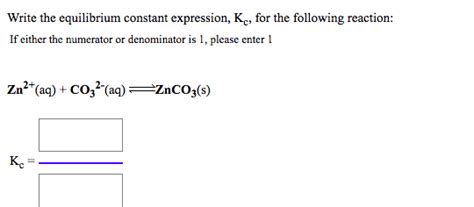 Solved Write The Equilibrium Constant Expression Kc For Chegg