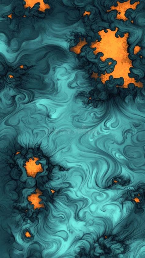 Abstract Teal And Orange Swirling Pattern Creates A Dynamic Visual