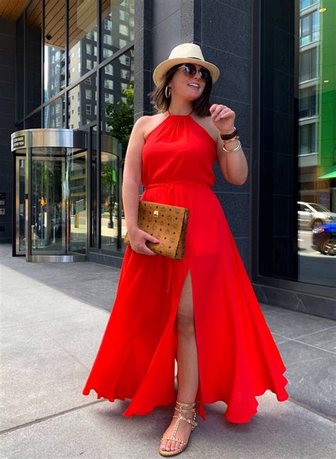 Summer Outfit How To Style A Red Maxi Dress Details Here