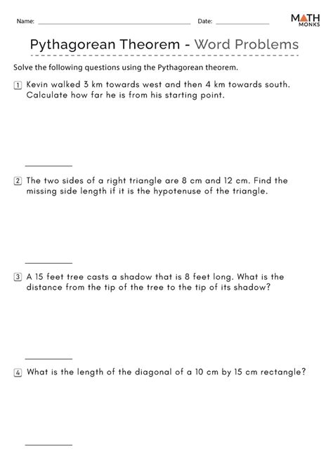 Pythagorean Theorem Worksheets Math Monks