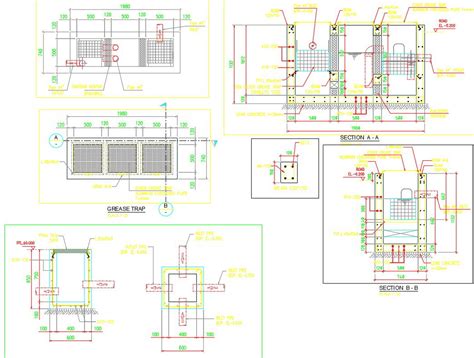 Grease Trap Design In Detail Autocad 2d Drawing Dwg File Cad File