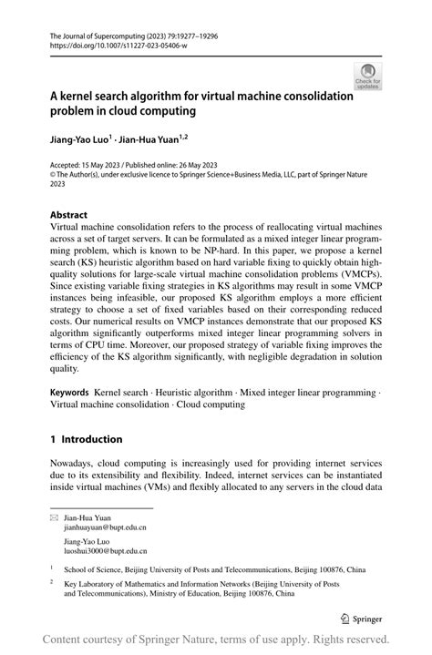 A Kernel Search Algorithm For Virtual Machine Consolidation Problem In
