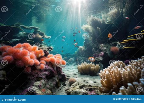 Coral Polyps Releasing Eggs During Spawning Event Stock Illustration