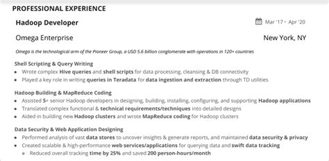 Hadoop Developer Resume 2022 Guide With 10 Section Wise Examples