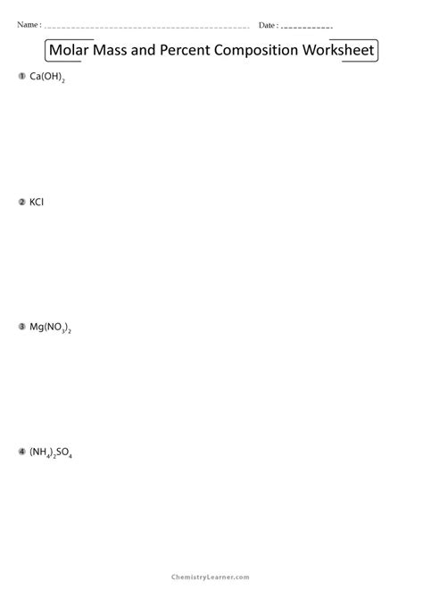 Percentage Composition Worksheet Answer Key