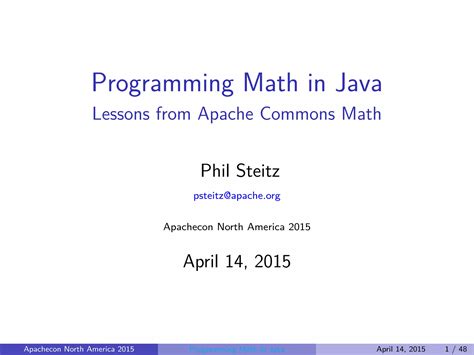 Programming Math In Java Lessons From Apache Commons Math Pdf