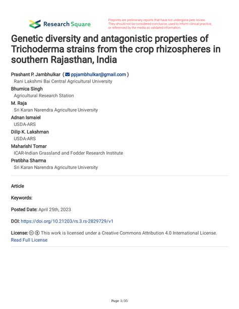 Pdf Genetic Diversity And Antagonistic Properties Of Trichoderma Strains From The Crop