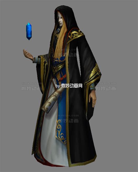 魔法师 魔袍 长袍 祭师 祭祀男3dmax有绑定带贴图模型下载 Cg模型 微妙网