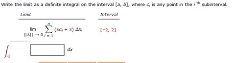solved write the limit as a definite integral on the