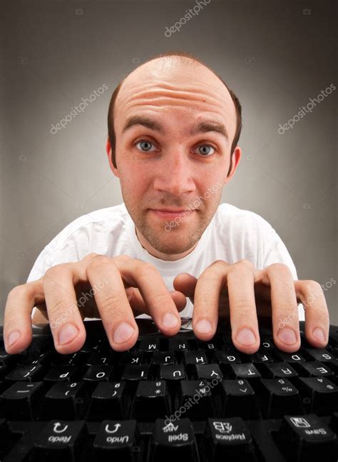 Funny Nerd Working On Computer Stock Photo Nomadsoul