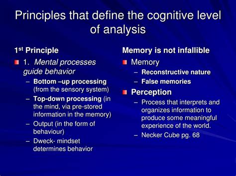Ppt 3 1 Cognitive Level Of Analysis Cognitive Processes Powerpoint