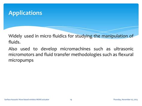 Surface Acoustic Wave Based Wireless Mems Actuators Ppt