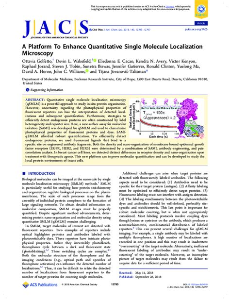 Pdf A Platform To Enhance Quantitative Single Molecule Localization Microscopy
