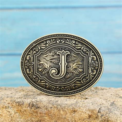 Personalized Western Scroll Belt Buckle With Custom Initial