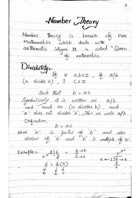 SOLUTION Number Theory Handwritten Notes Studypool