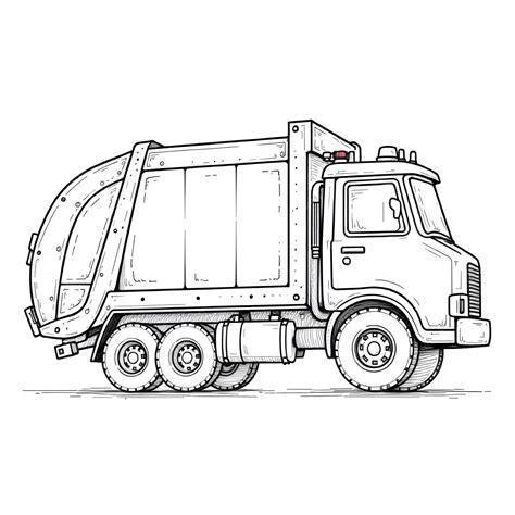 Garbage Truck Drawing Vector Illustration Coloring Page Premium Ai