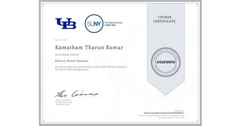 Tharun Kumar On Linkedin Completion Certificate For Electric Power Systems