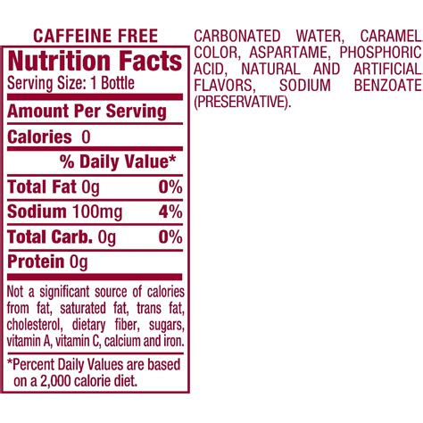 Dr Pepper Nutrition Facts Diet Dr Pepper Nutrition Label