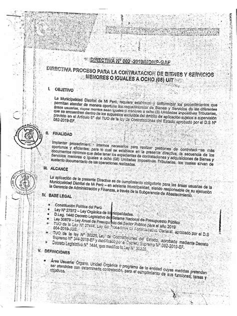 Directiva 002 2019 Mdmp Gaf Directiva Proceso Para La Contratación