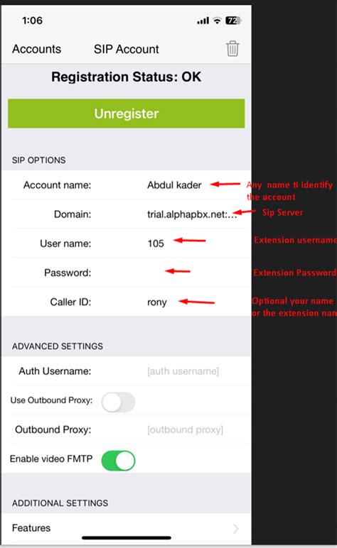 how to setup pbx service extension using zoiper softphone for iphone