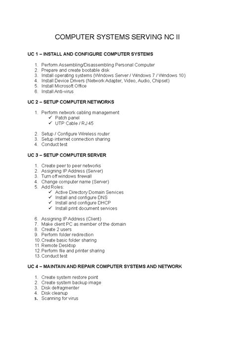 Css Nc Ii Practical Demonstration Computer Systems Serving Nc Ii Uc 1 Install And Configure