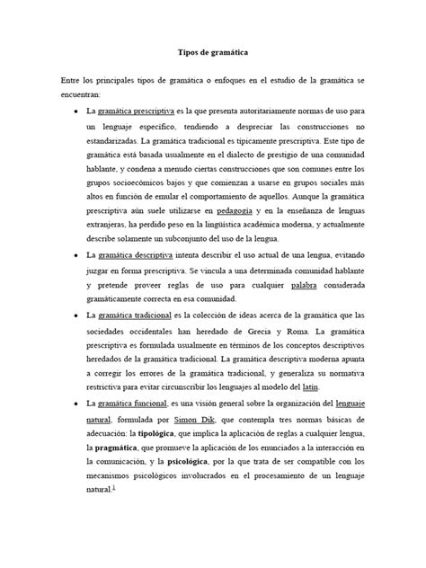 Tipos De Gramática Prescriptiva Y Descriptiva Pdf Gramática