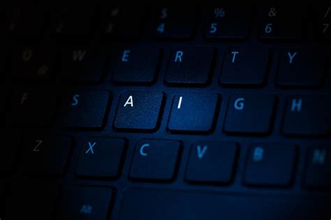Premium Photo Keyboard Being Illuminated With Blue Light Highlighting Letters A I Close Up