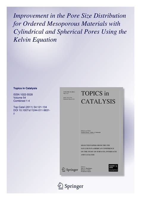 Pdf Improvement In The Pore Size Distribution For Ordered Mesoporous Materials With