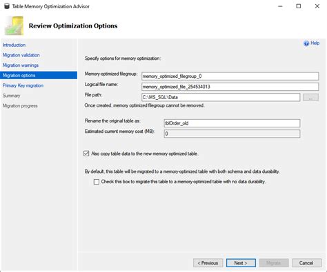 Migrate Tables With A Foreign Key To Memory Optimized Tables Of SQL