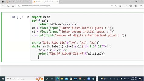Bisection Method Programmed In Python Youtube
