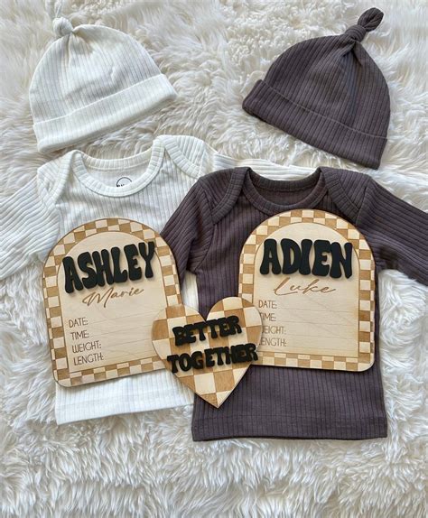 Twins Birth Announcement Sign Hospital Photo Prop For Twins Birth Personalized Twin Birth