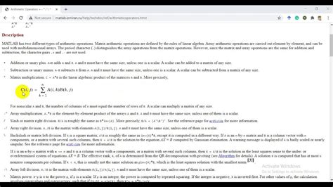 matrix and array operation matlab youtube