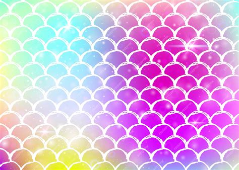 Premium Vector Princess Mermaid Background With Kawaii Rainbow Scales