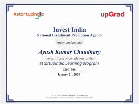 Ayush Kumar Chaudhary On Linkedin Completed Invest India Course With